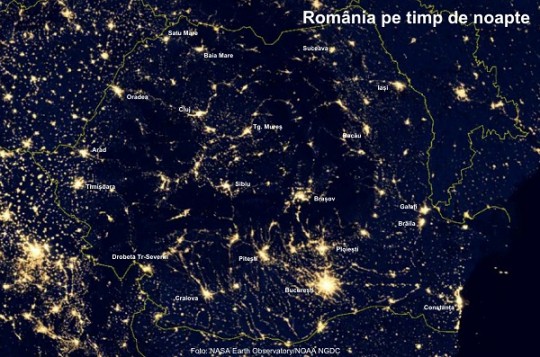 România văzută noaptea din satelit